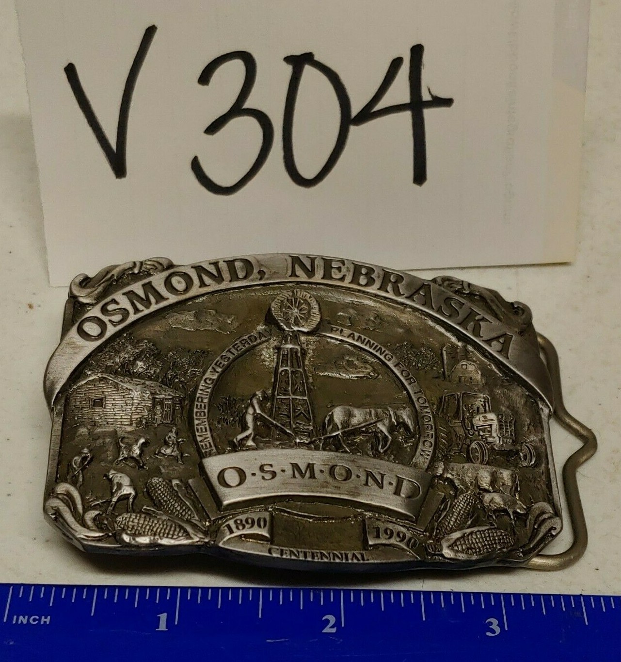 VINTAGE 1890-1990 OSMOND, NEBR CENTENNIAL BELT BUCKLE… - Gem