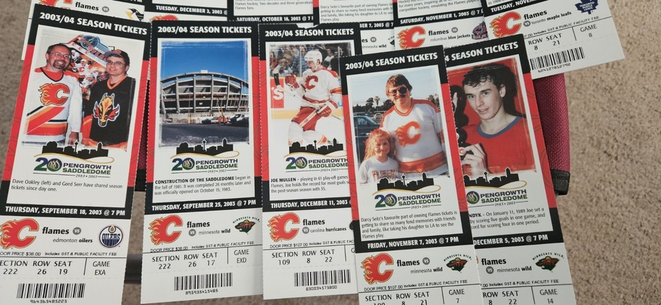 NHL 2003/04 Calgary Flames Ticket Lot 11 Stubs Jarome Igilna Maple ...