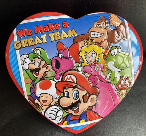 Super Mario Characters• Valentine Heart Shaped •Cool Collectible Tin ...