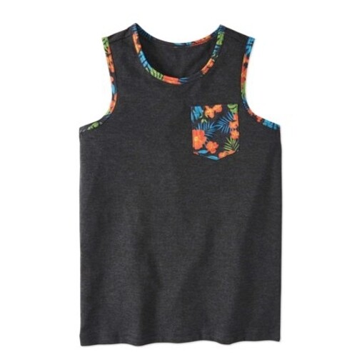 Wonder Nation Boys Pocket Tank Top X-Small 4-5 Charcoal Tropical NEW ...