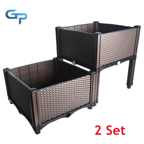 2x Rectangle Planter Box Raised Garden Bed Grow Large Flowers Vegetable ...