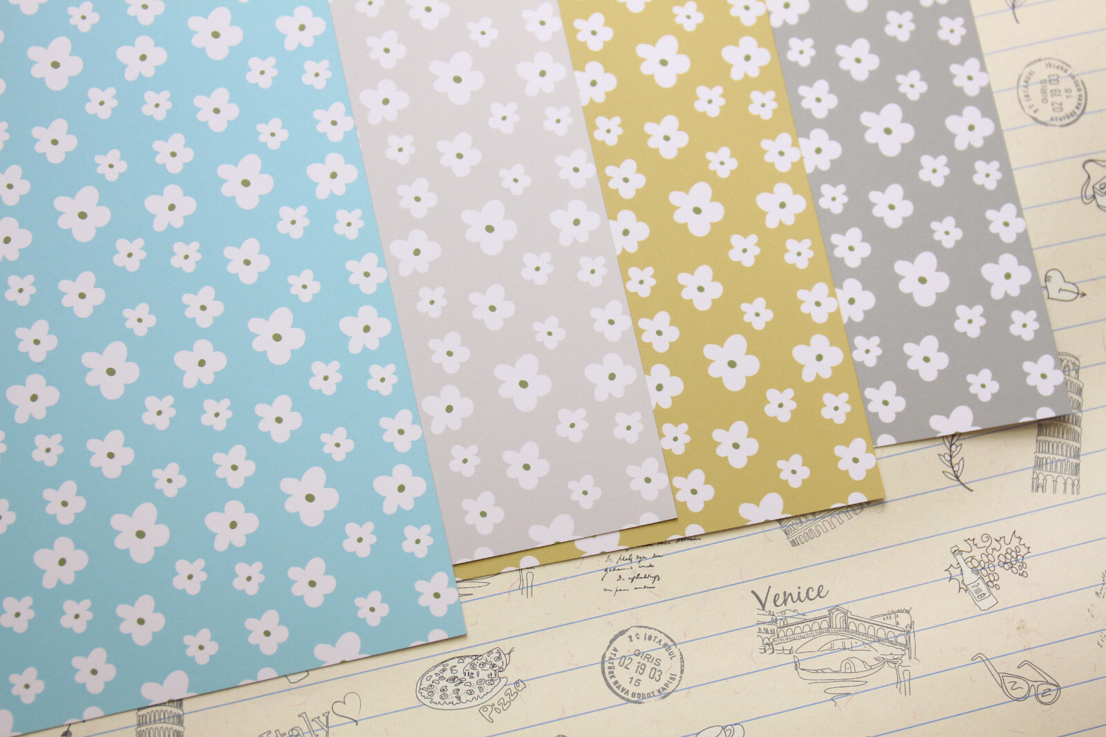 Colorful Flowers Card Stock 250gsm daisies floral pattern paper ...