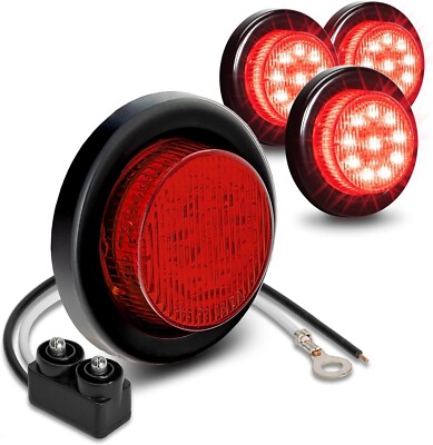4Pcs 2" Red Round LED Side Marker Clearance Signal Indicator Light Fits ...