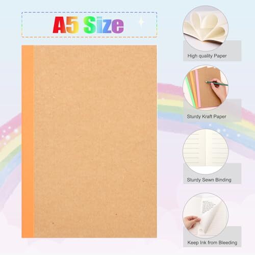 20 Pack A5 Kraft Notebooks, Composition Notebooks, Lined Macaroon-20pcs ...