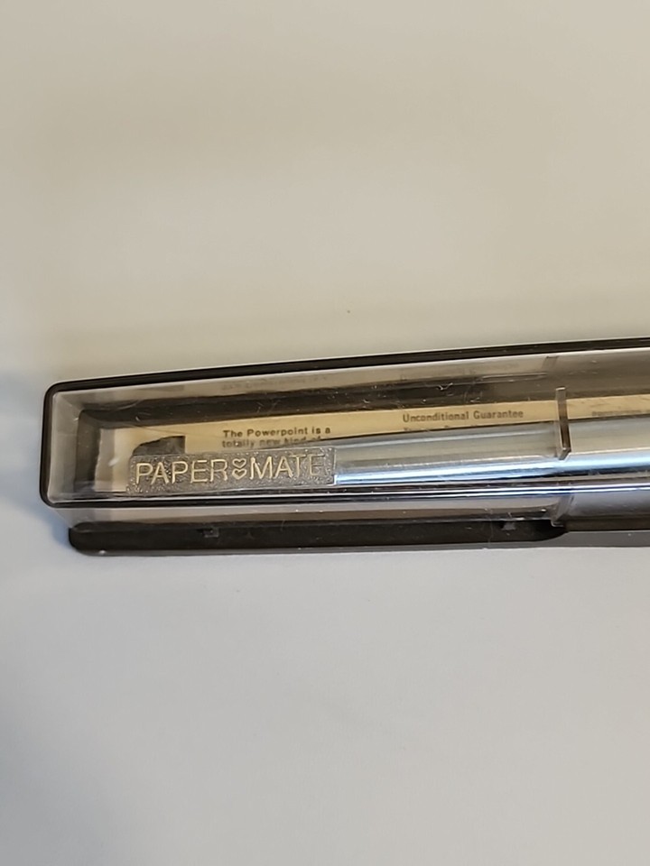 VTG Paper Mate Powerpoint Deluxe Chrome Thin Ballpoint Pen c.1970 U.C.T ...
