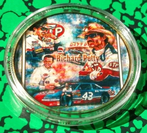 NASCAR RICHARD PETTY COLORIZED GOLD/BRASS ART ROUND CHALLENGE COIN | eBay