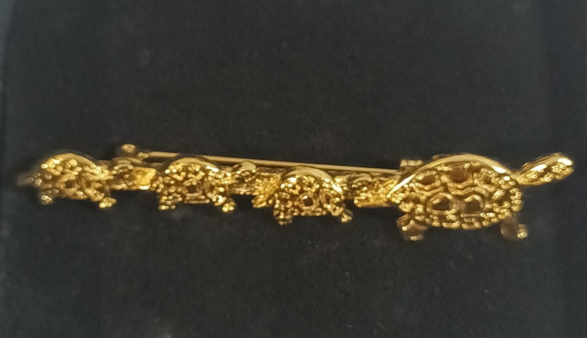 Franklin Mint Turtle Bar Pin 24kt Gold Electroplated … - Gem