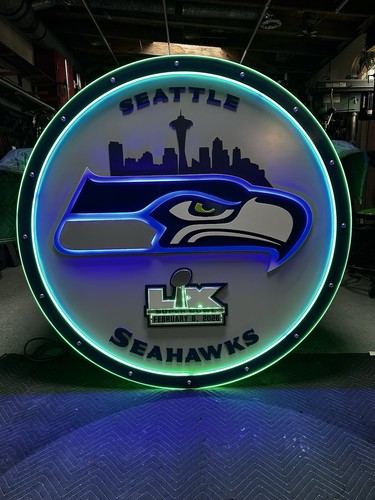 Custom CNC Plasma Cut Aluminum Powder Coated LED Neon Seahawks Super ...
