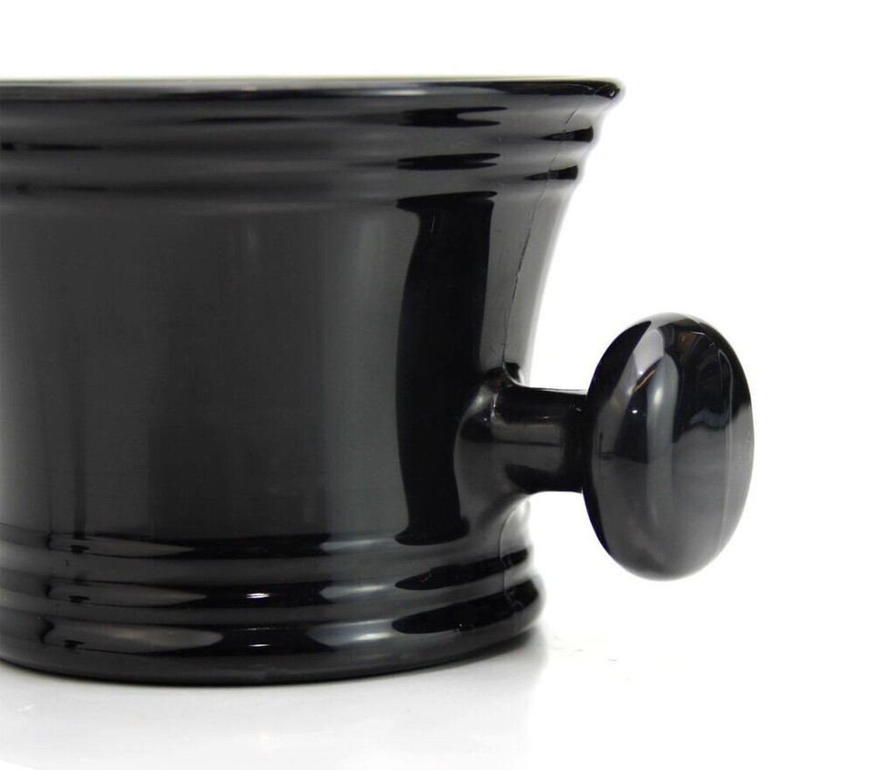 WHITE BLACK Shaving Soap Bowl /Mug With Handle unbreakable plastic ...