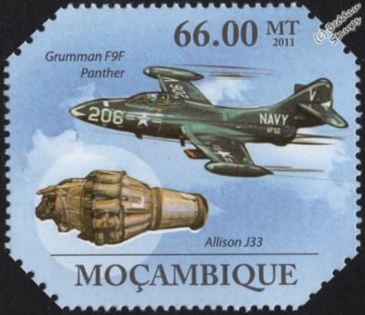US Navy Grumman F9F PANTHER Aircraft (Allison J33 Jet Engine) Stamp | eBay
