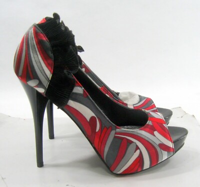 new black multi 5"Stiletto High Heel peep toe frill Shoes WOMEN Size 8 ...