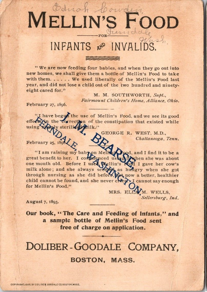 Trade Card Mellins Food for Infants and Invalids Little Girl and Kitten ...