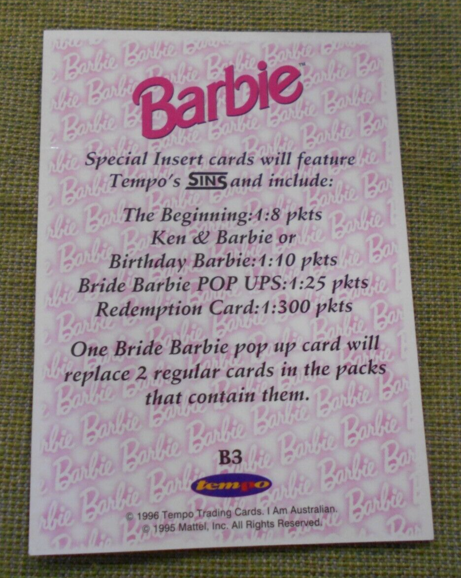 1996 AUSTRALIAN BARBIE PROMO COLLECTOR CARD - B3 BIRTHDAY BARBIE | eBay