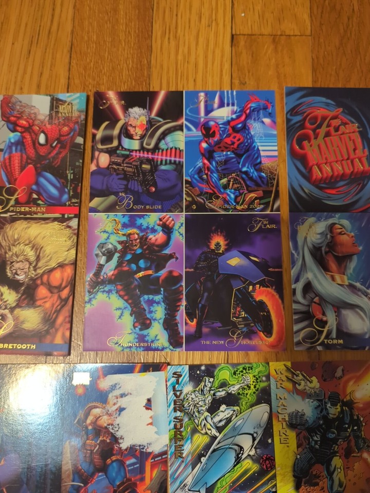 Fleer Marvel 90's Promo Sheet Lot Vtg Vintage 15 Sheets Plus Card And ...