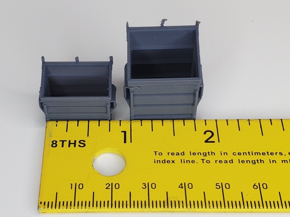 10 Pack - HO Scale Dumpsters - 4 Yard / 6 Yard Style - Gray - 1:87 ...