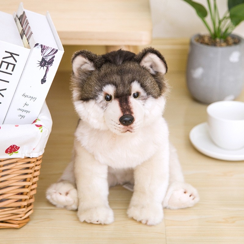 38CM Cute Simulation Wolf Plush Toys Wolf Dog Kids Dolls Stuffed Toys ...