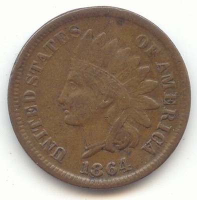 1864-L Indian Head Cent L on Ribbon, VF | eBay