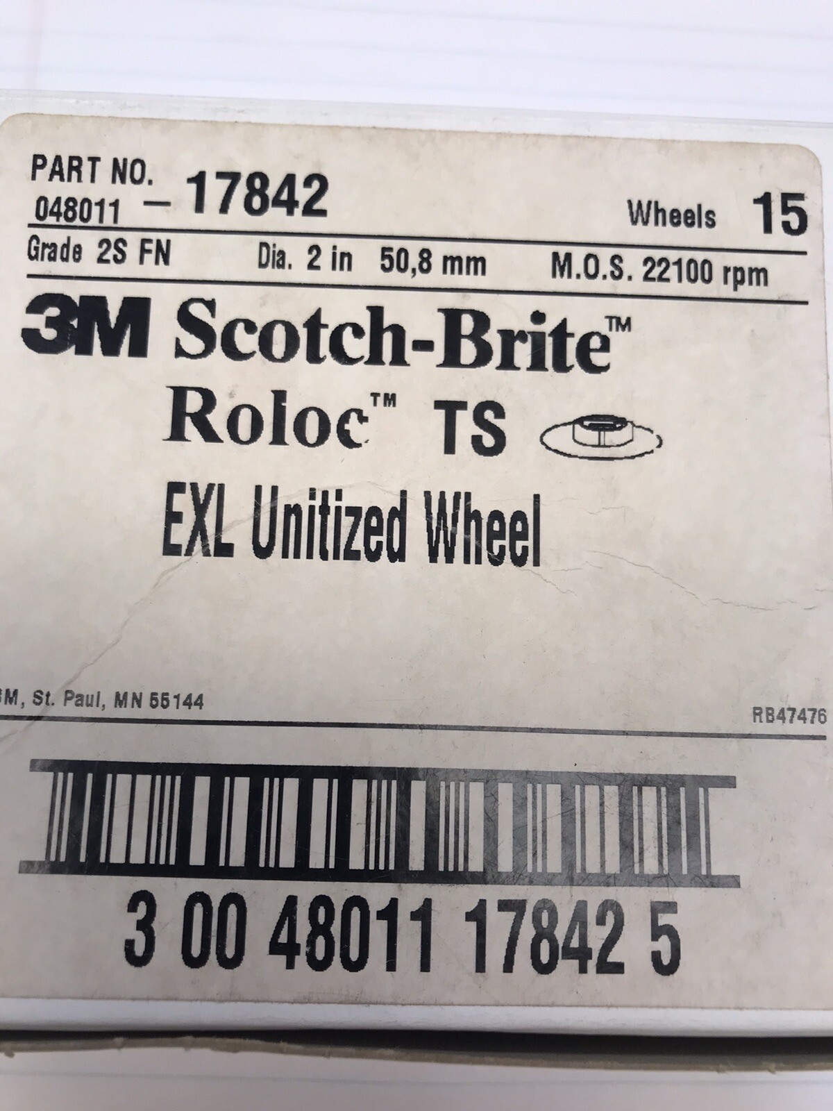 15 pcs. 3M 048011-17842 2” 2S-FN ROLOC TS EXL UNITIZED WHEEL (loc stk ...