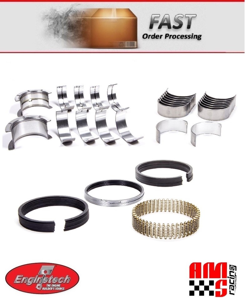 Main & Rod Bearings w/ Piston Rings for 1968-1986 Chevrolet SBC 5.7L ...