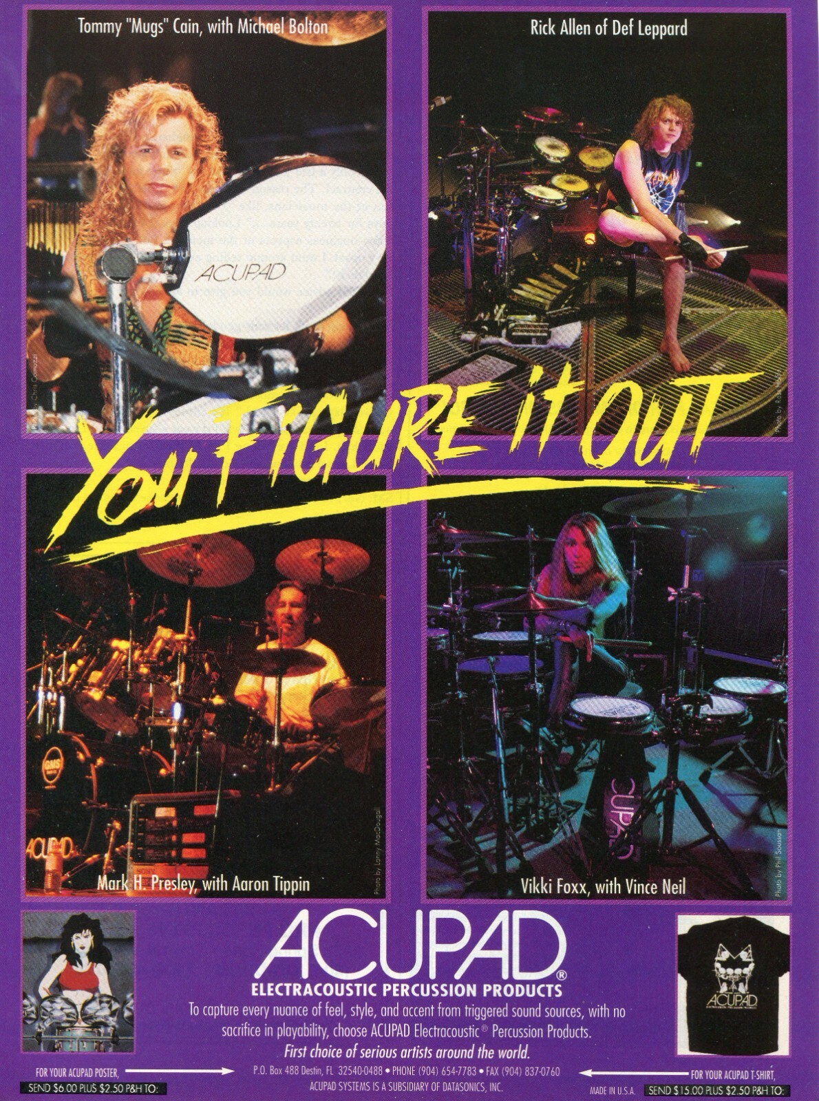 1993 Print Ad Acupad Electronic Drum w Tommy Mugs Cain, Rick Allen ...
