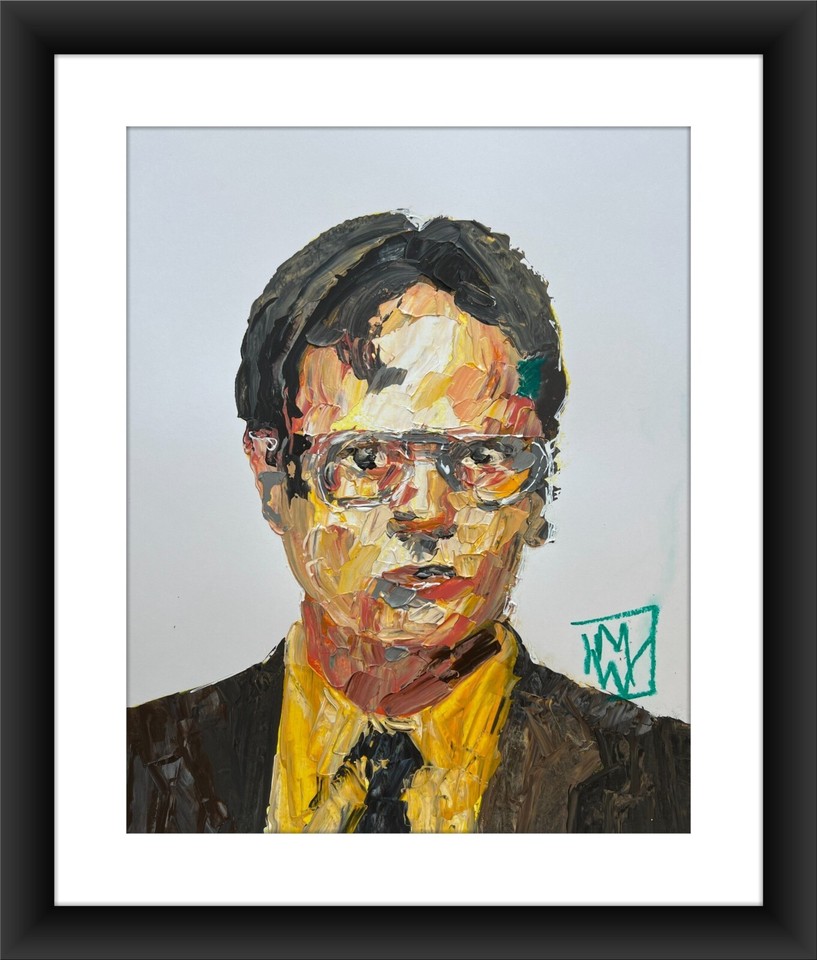 ORIGINAL Abstract Dwight Schrute The Office Palette Knife Portrait Art ...