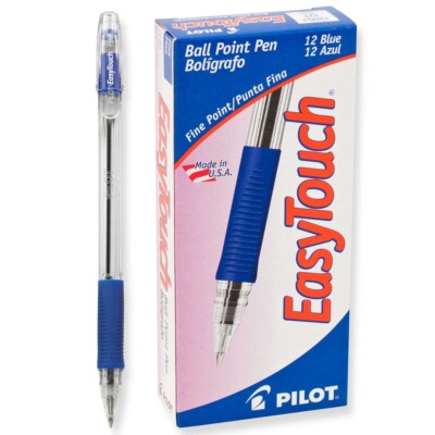 32002 Pilot EasyTouch Ballpoint Stick Pen, Fine Point, Blue Ink, Pack ...