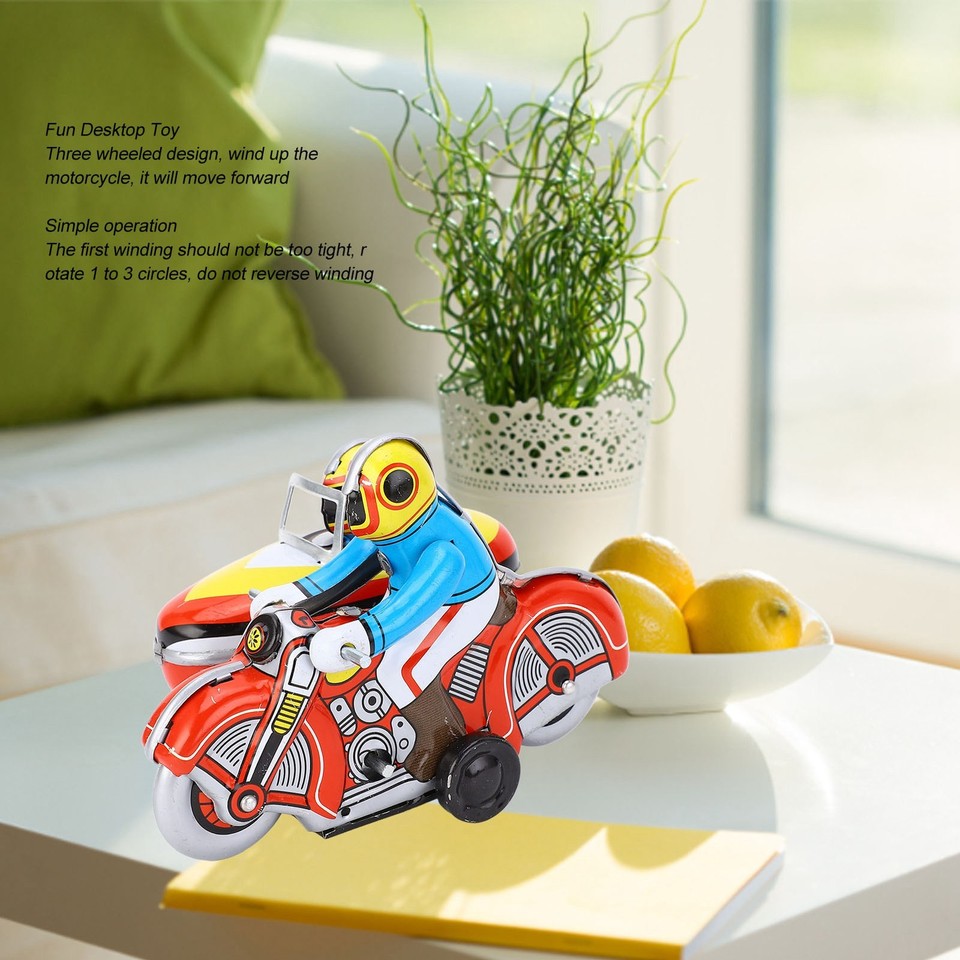 Wind Up Motorcycle Toy Iron Retro Collectible Three Wheeled Motorcycle ...