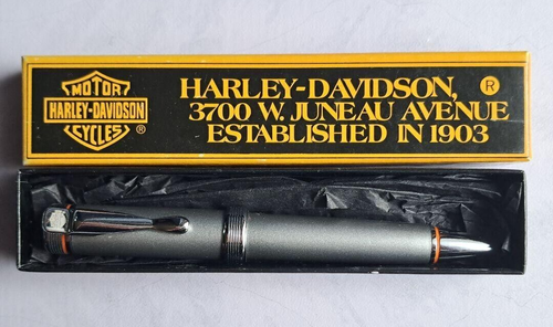 *Harley Davidson Metalic Silver Twisted Ballpoint Pen wz/Box Vintage ...