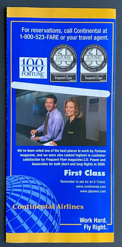 Continental Airlines Ticket Jacket - First Class (9/00) | eBay