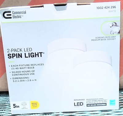 Commercial Electric 54692141 Spin Light 5 in. White LED Ceiling Light ...