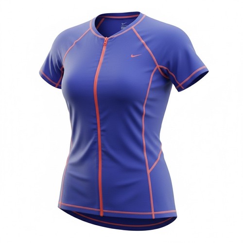 Nike Women's Hydro Rash Guard Short Sleeve Blue and Pink Full Zip ...