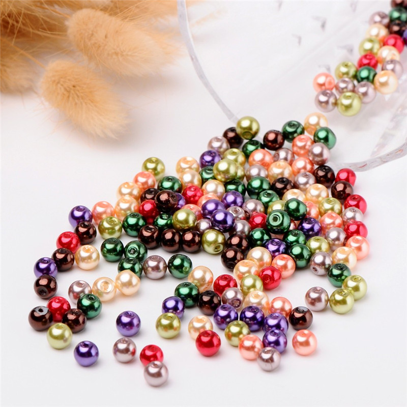 1 Bag Pearlized Glass Pearl Beads Mixed Color 6mm, Hole: 1mm; about ...