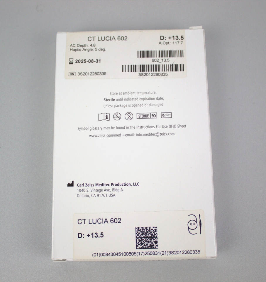 Zeiss CT Lucia 602 Intraocular Lens D: +13.5 | eBay