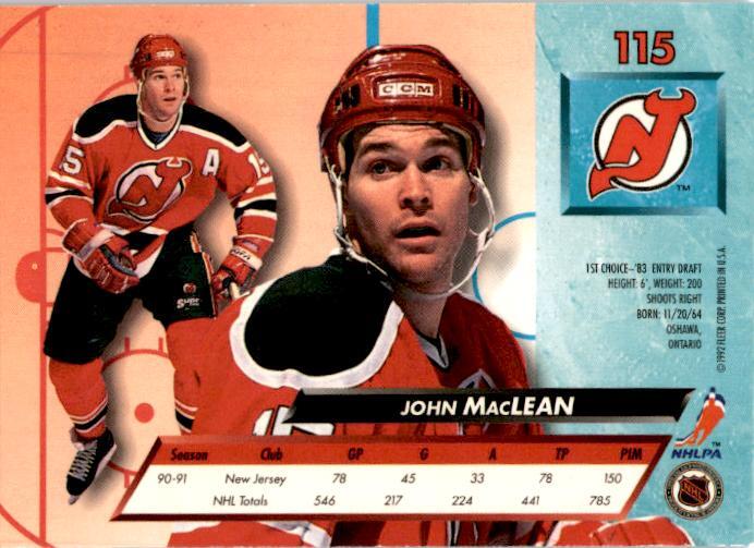 1992-93 Ultra Hockey #115 John MacLean New Jersey Devils Vintage ...