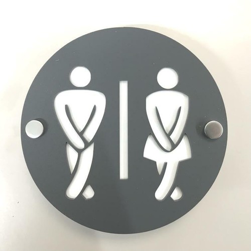 Round Crossed Legged Toilet Sign - Many Colour Choices & Chrome Fixings ...