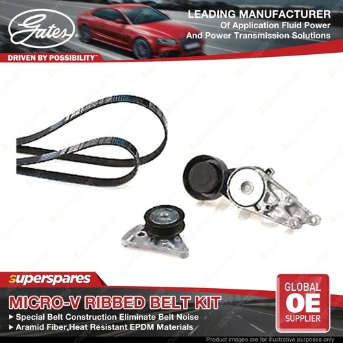 Gates Alternator & Aircon Compressor Micro-V Drive Belt Kit for Audi A4 ...