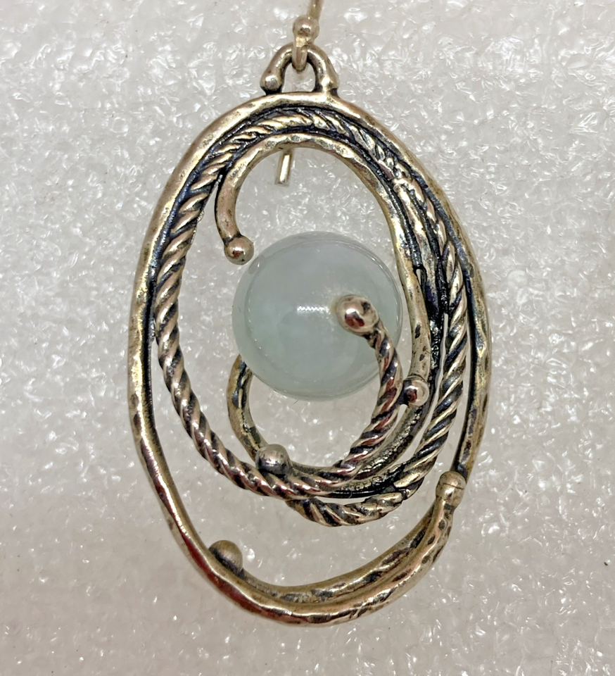 Or Paz Sterling Silver 925 Oval Green Jade Bead Dangle Earrings Israel ...