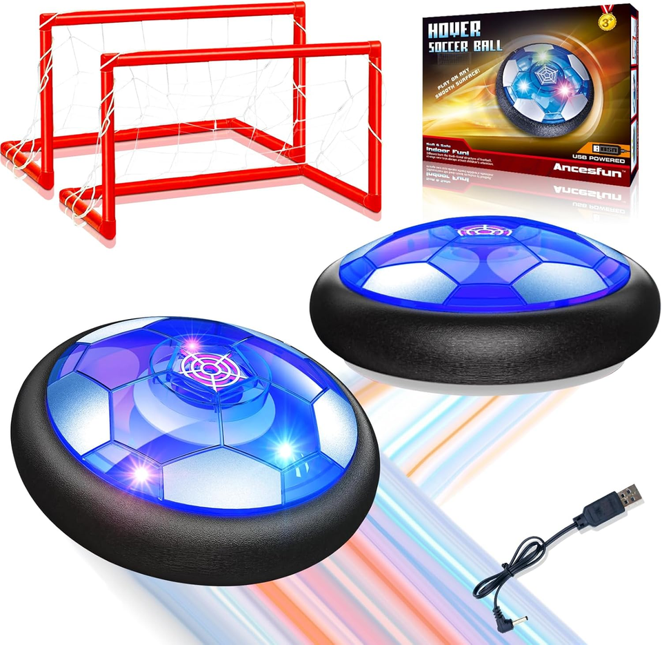 2 Pack Hover Soccer Ball Set with 2 Goals - Rechargeable LED Air Power ...