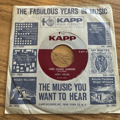 Jerry Keller "Here Comes Summer / Time Has A Way" Kapp K-277X 45 RPM ...
