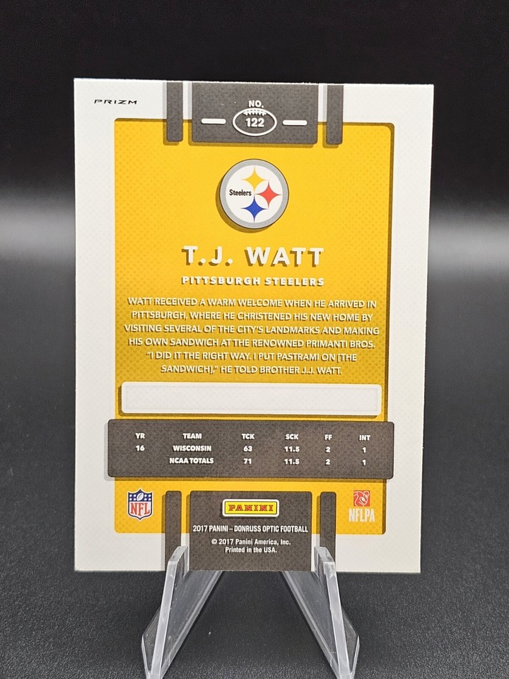T.J. Watt Rated Rookie - 2017 Donruss Optic, Silver Holo Prizm #122 tj ...