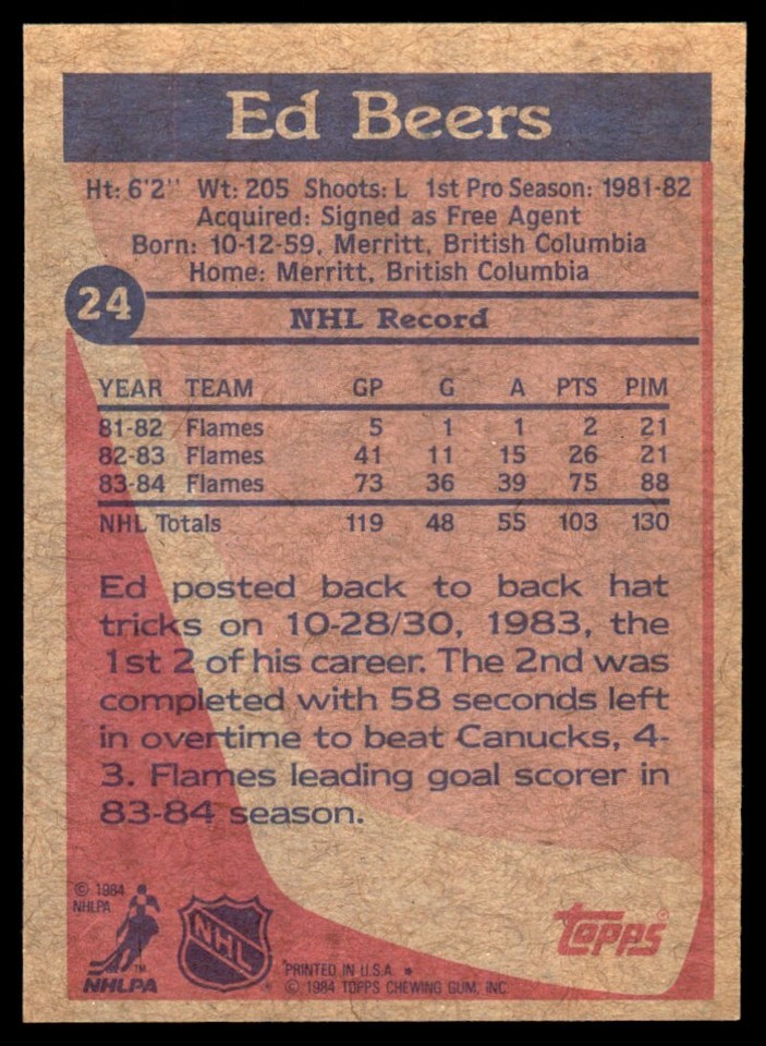 1984-85 Topps #24 Ed Beers | eBay