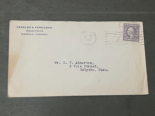 1919 RICHMOND VA PEEBLES & FERGUSON ARCHITECTS AD COVER ! COIL STAMP ...