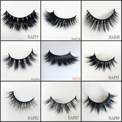 100Pairs Real Mink Natural False Eyelashes Short Thick 3D Fake Eye ...