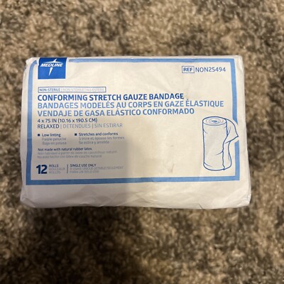Medline NON25498 Sof-Form Conforming Stretch Gauze Bandages 4" x 75" 12 ...