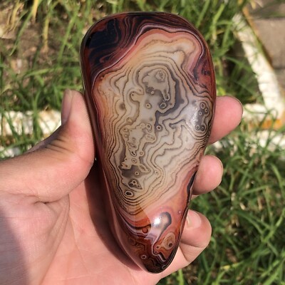 396g Natural Lace Banded Sardonyx Quartz Crystal Palm Stone Mineral ...