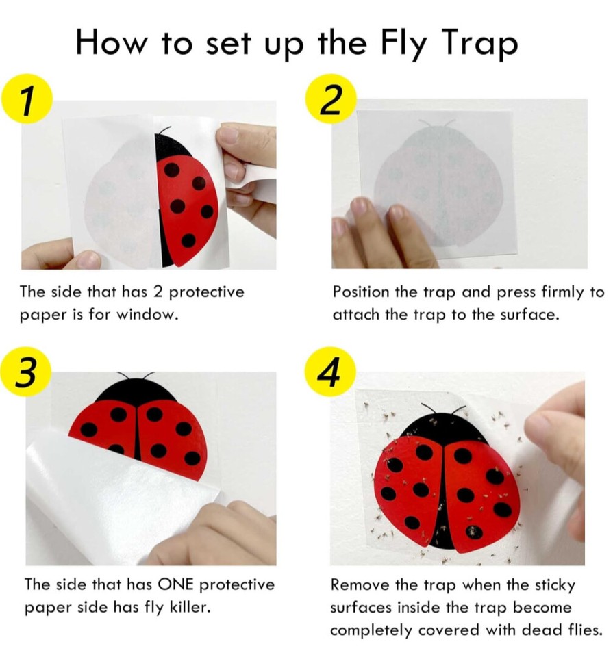Flower Fly Trap Stickers Window Bug Catcher Insect Killer Sticky Paper ...