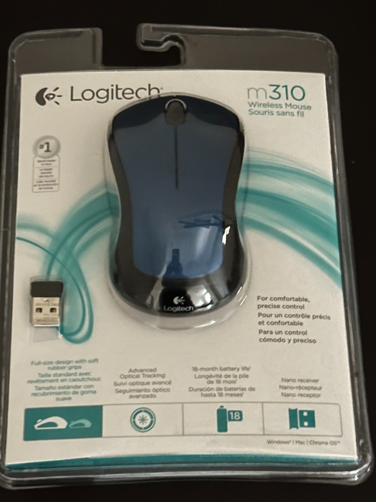 New Sealed Logitech M310 Wireless Optical Mouse - Peacock Blue (910 ...