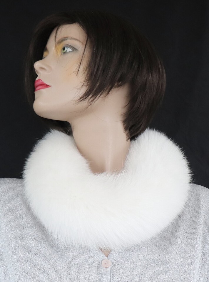 Fur Scarf Shadow Fox Boa Loop Collar Chain Necklace Coat Trim Snow White | eBay