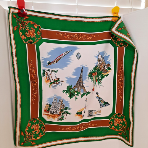 Concorde Airline Paris Souvenir Scarf Silk Hand Rolled Hem 26 inches ...