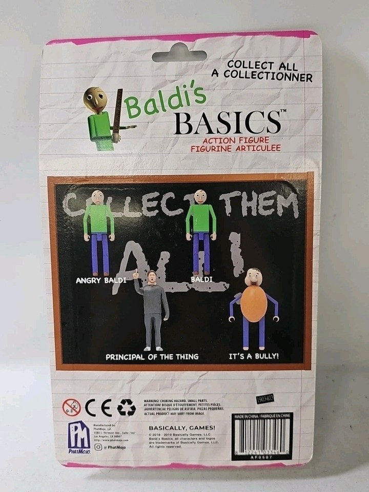 Vintage Baldi’s Basics Action Figure Angry Baldi Sealed Box 2018 Indy ...